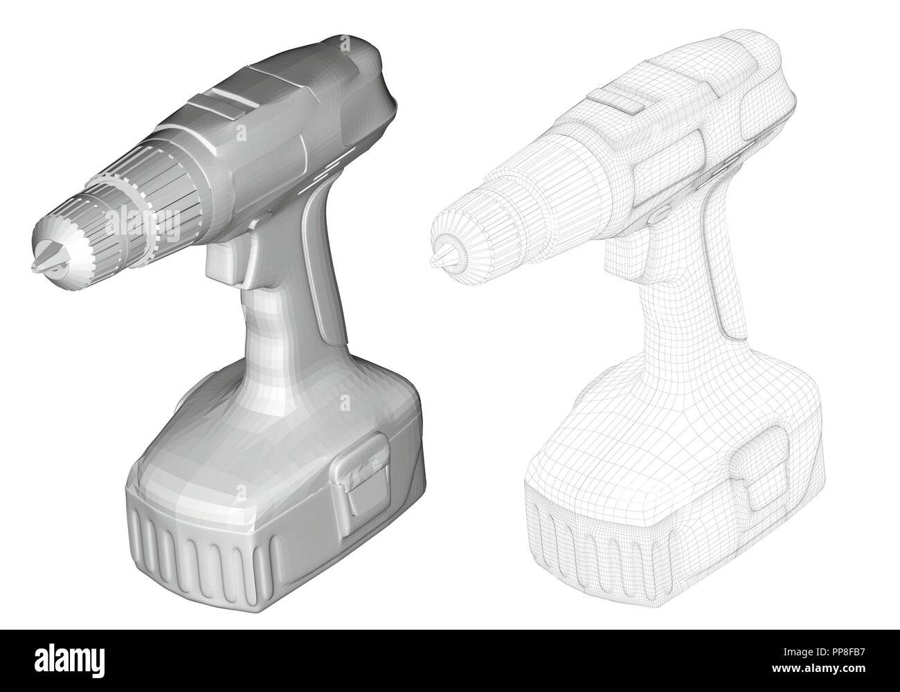 Vector illustration of a screwdriver, isometric view. Two versions of ...