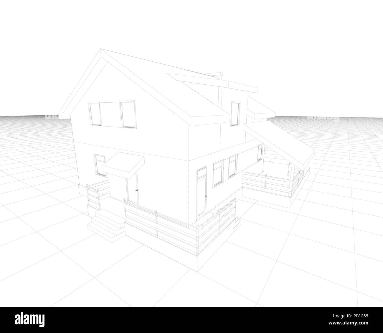 Cottage in perspective. Drawing. Vector illustration Stock Vector Image ...