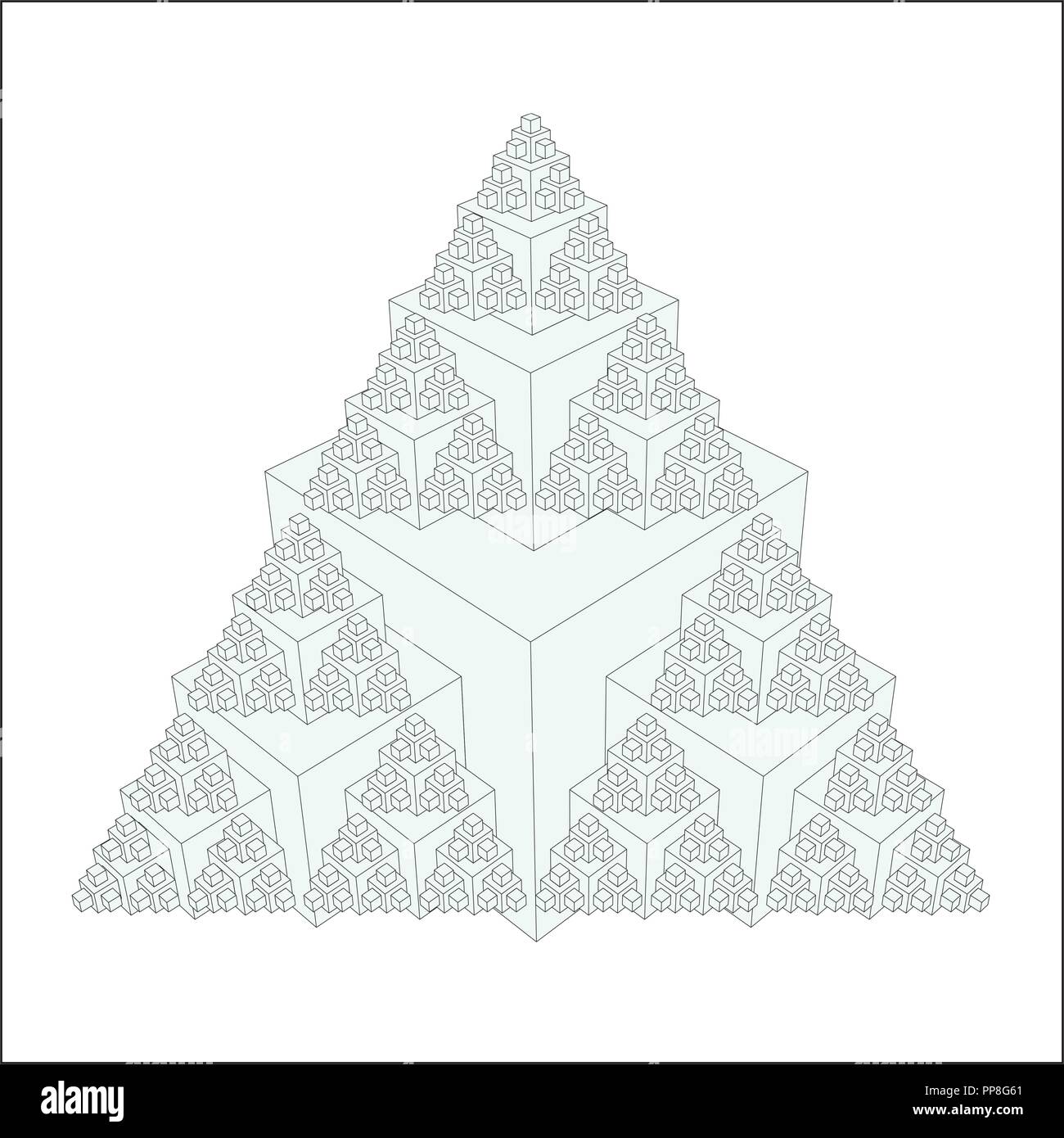 Vector illustration of cubes located on each other in 3D space, forming ...