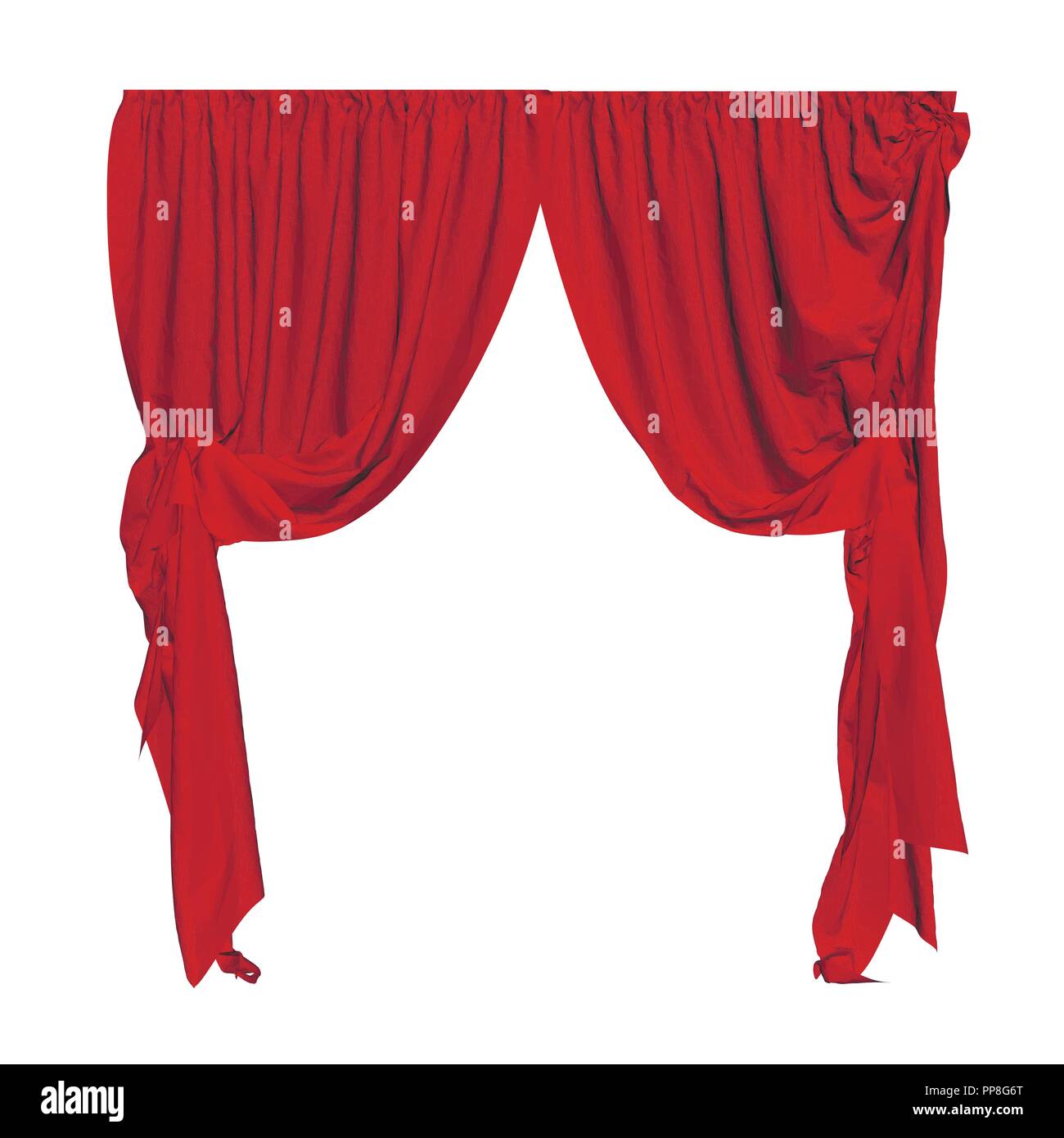 Realistic decorative curtains in red. 3D. Vector illustration Stock ...