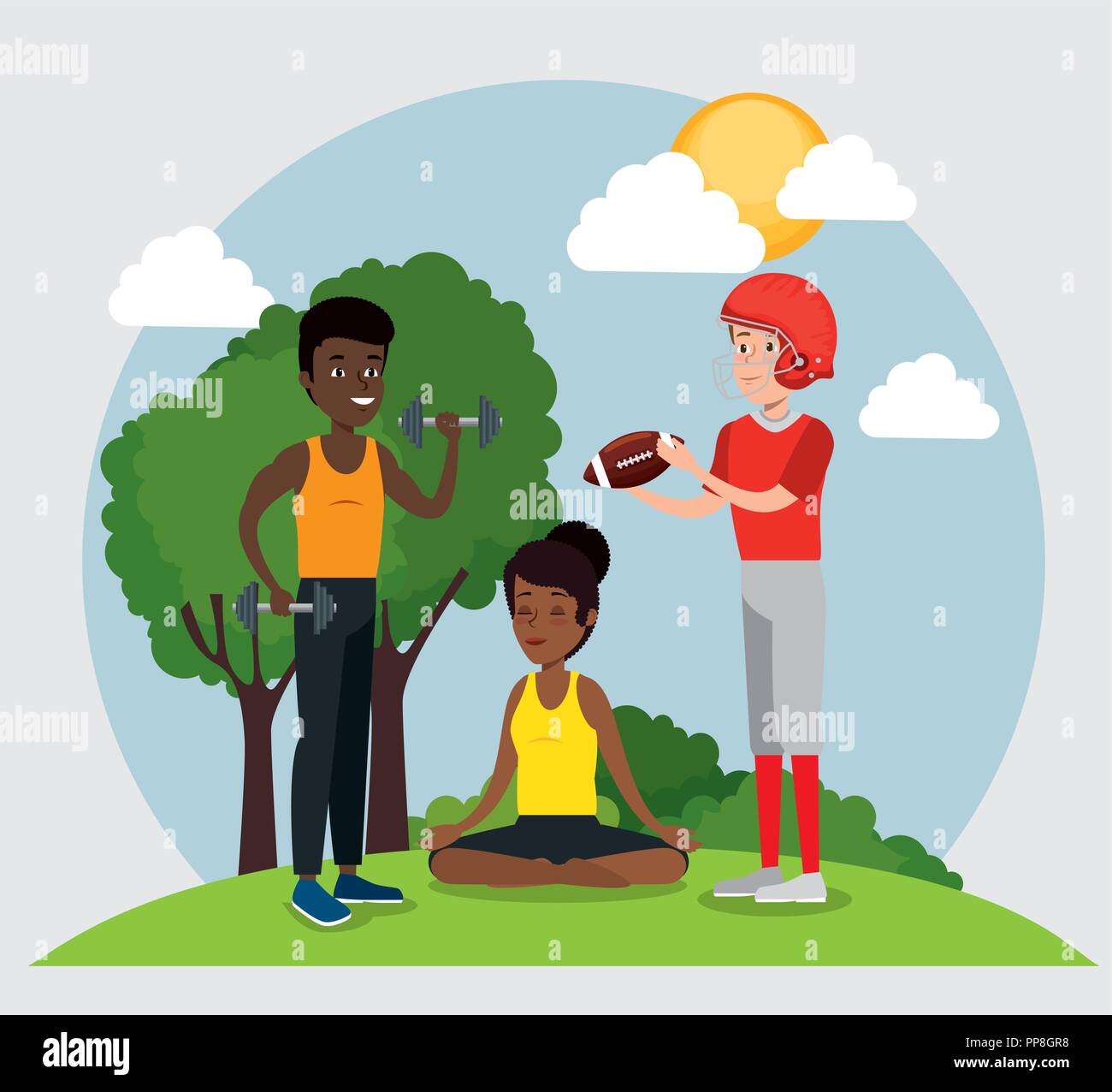 Group young athletes training Stock Vector Images - Alamy