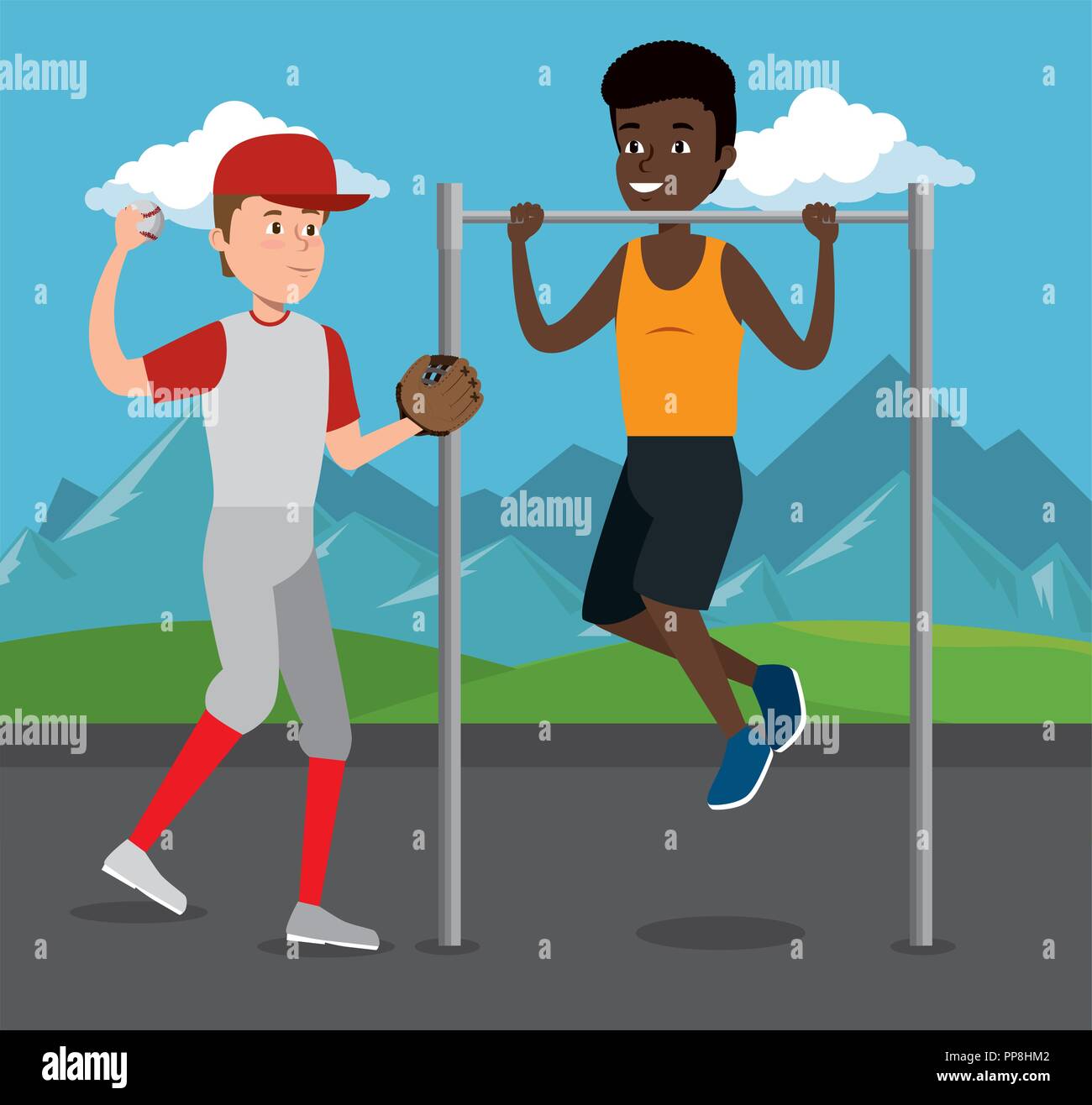 couple of athletes practicing sport Stock Vector Image & Art - Alamy