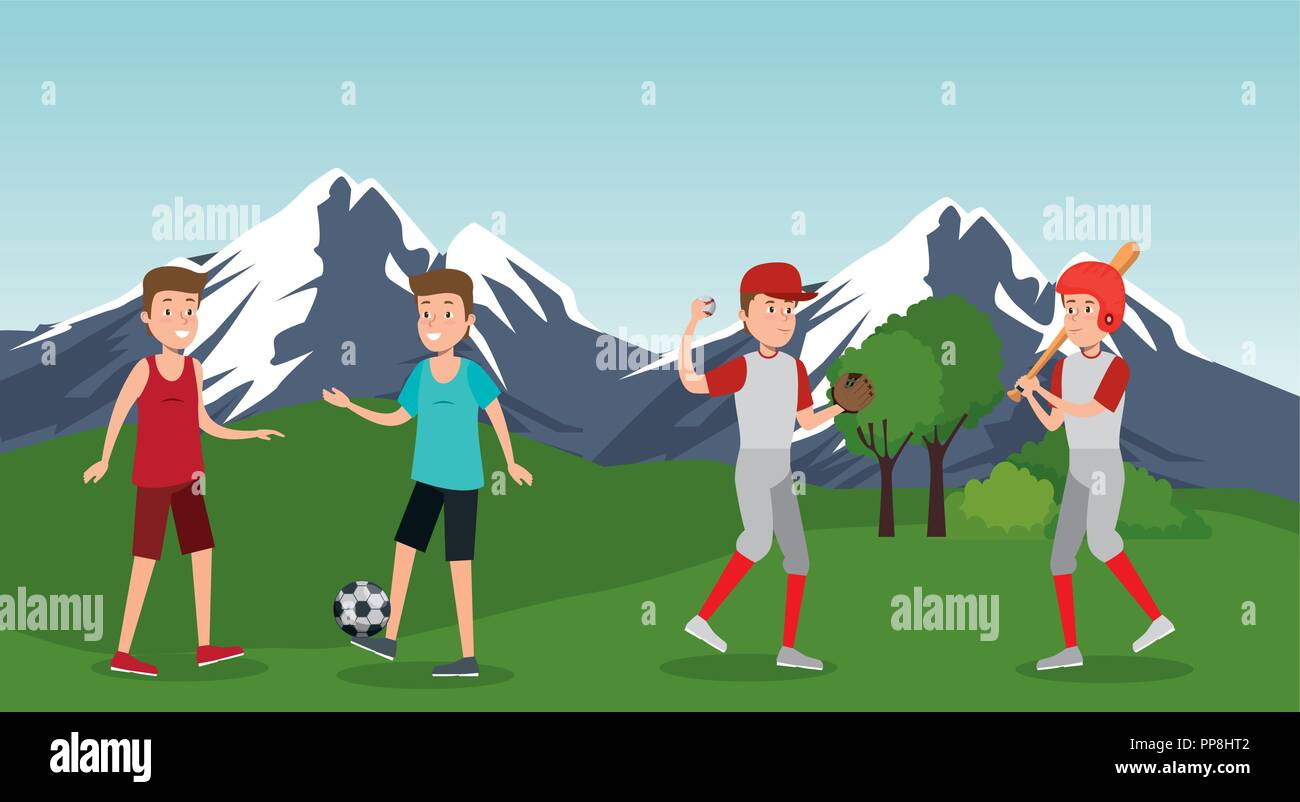 group of athletes practicing sports on the park Stock Vector Image ...