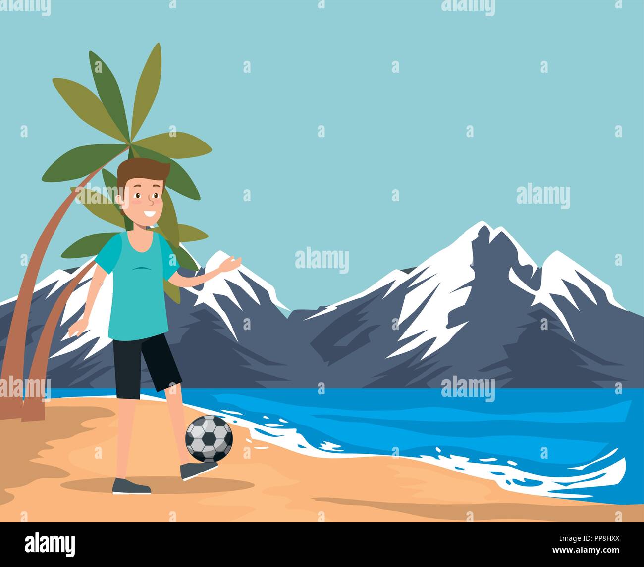 Soccer on beach Stock Vector Images - Alamy