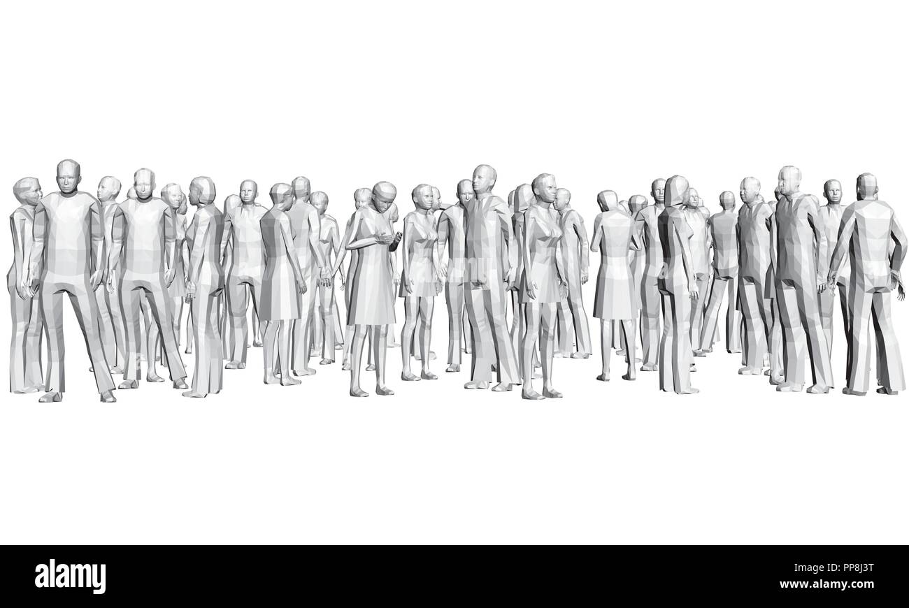 Background with a crowd of people 3d. Vector illustration of gray ...