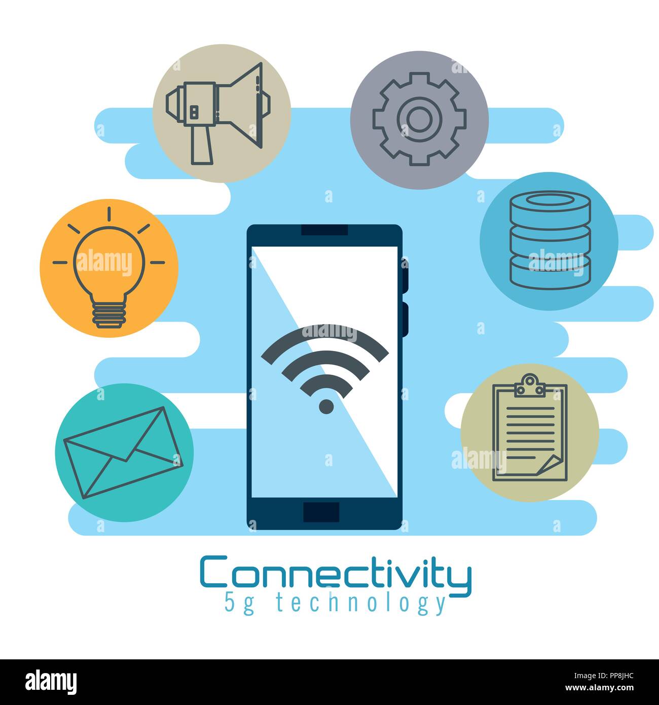 smartphone with connectivity 5g technology Stock Vector Image & Art - Alamy