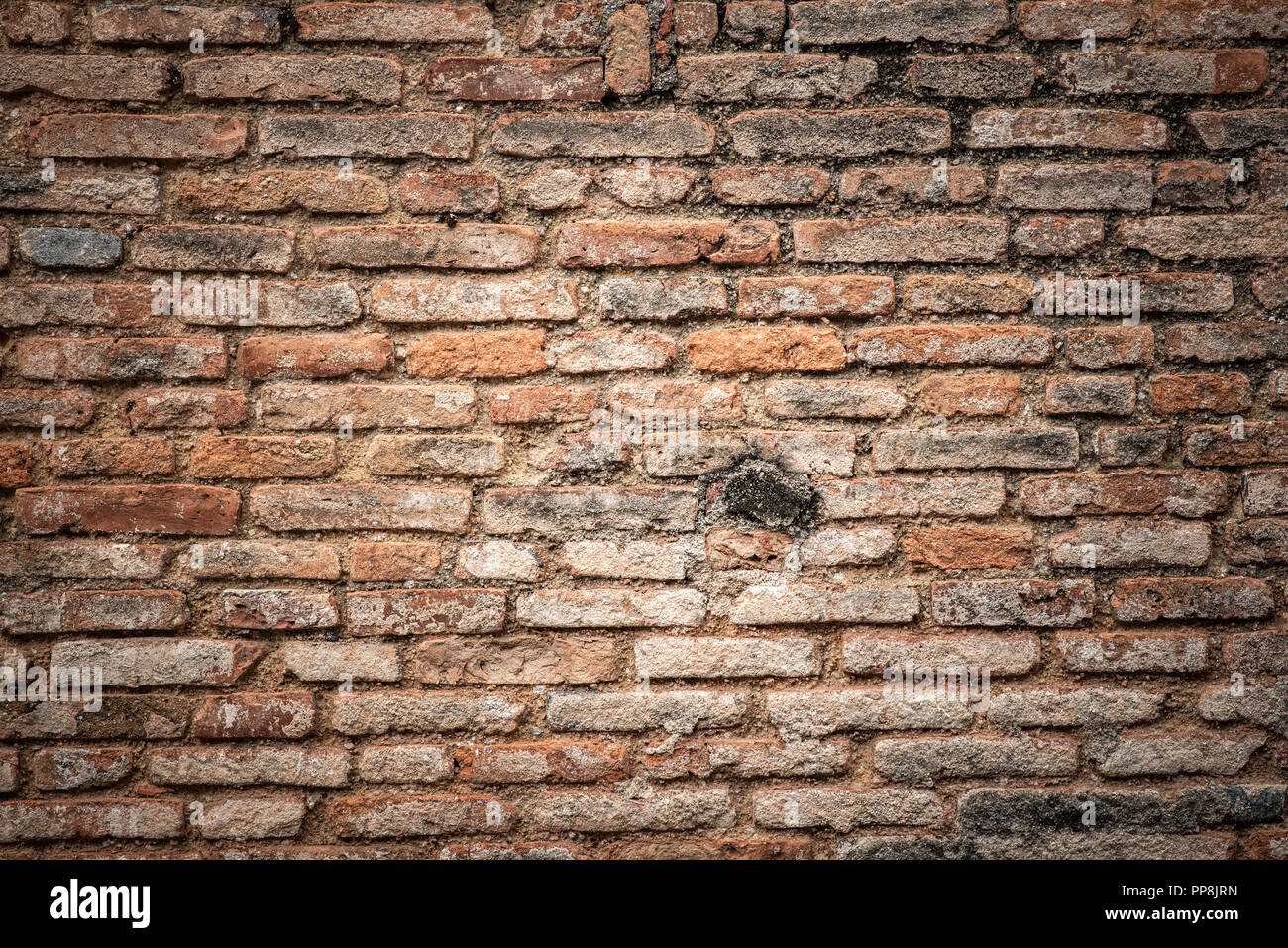 old brick wall, abstract texture background in vintage filter tone ...