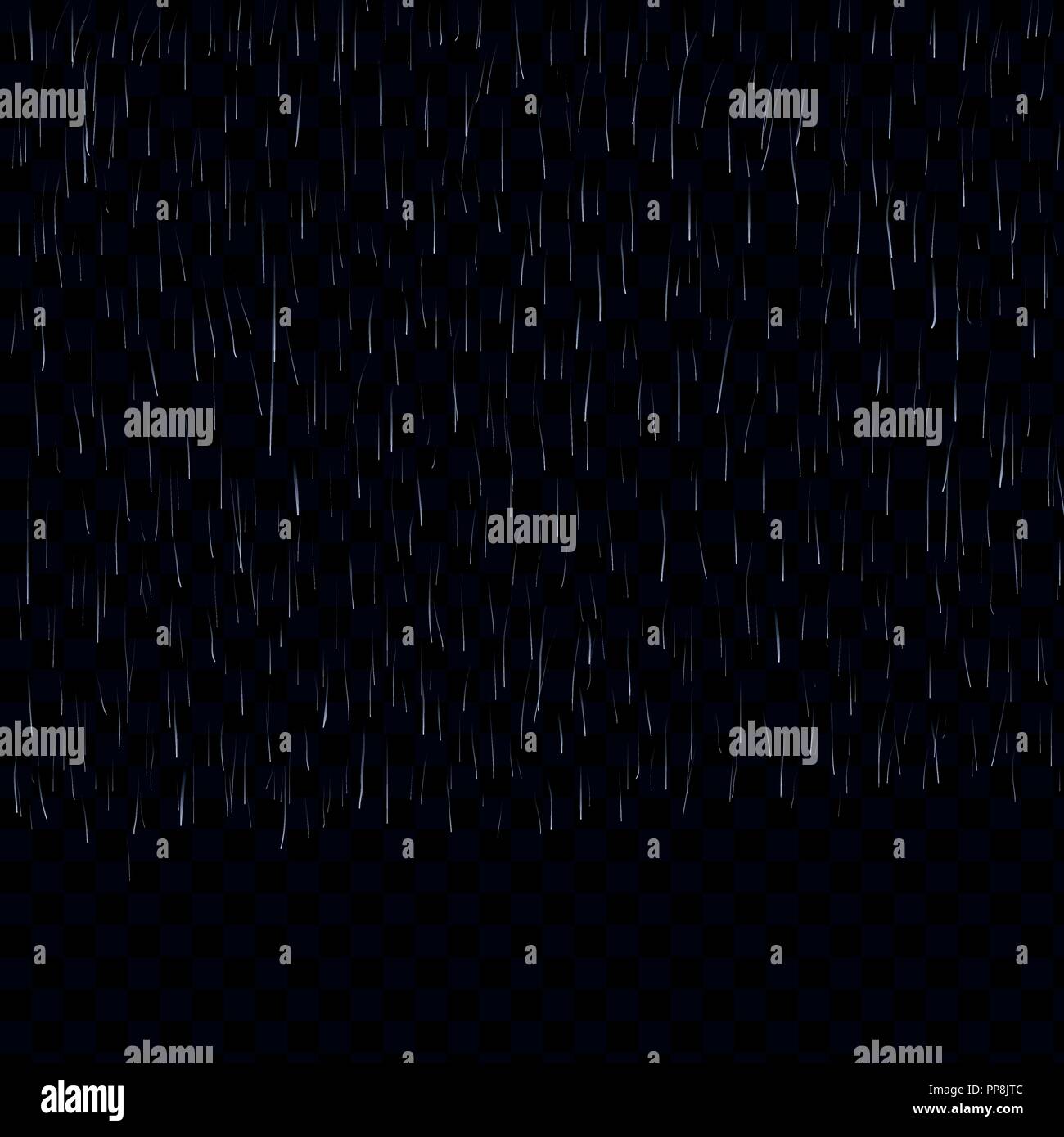 Semi-transparent rain on a dark checkered background. Vector ...