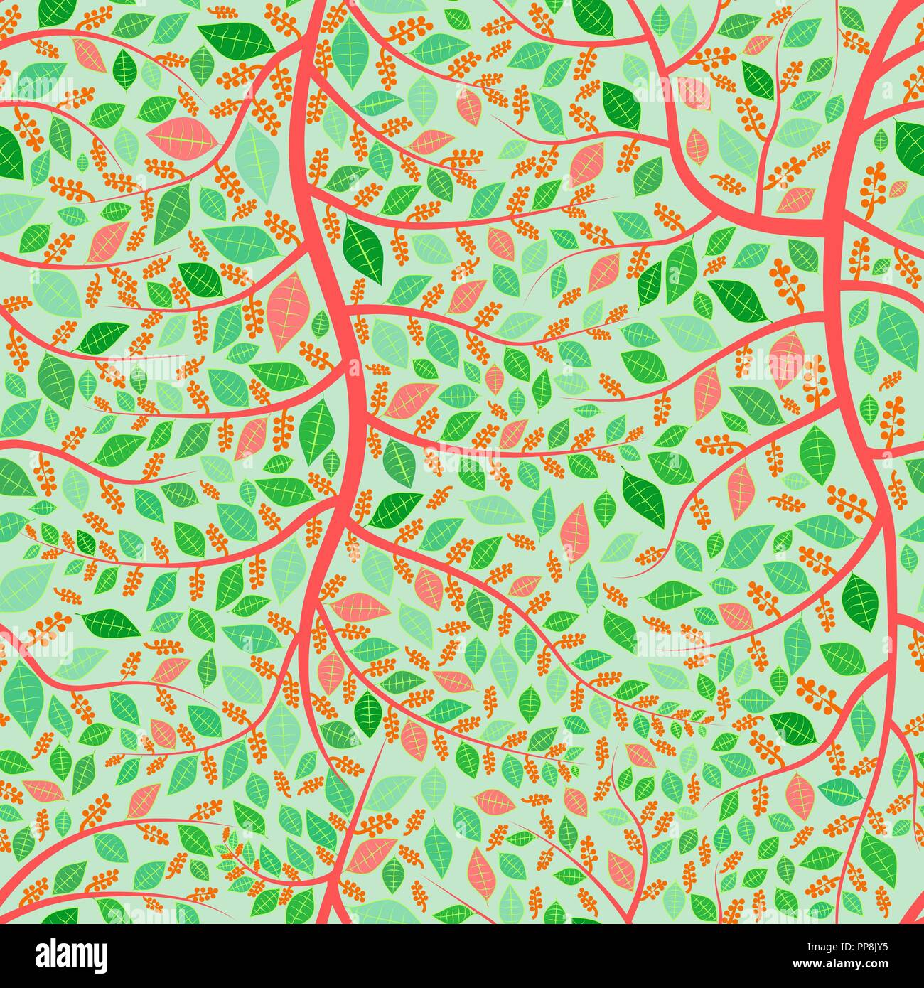 Seamless texture with tree and leaves. Abstract summer texture with ...