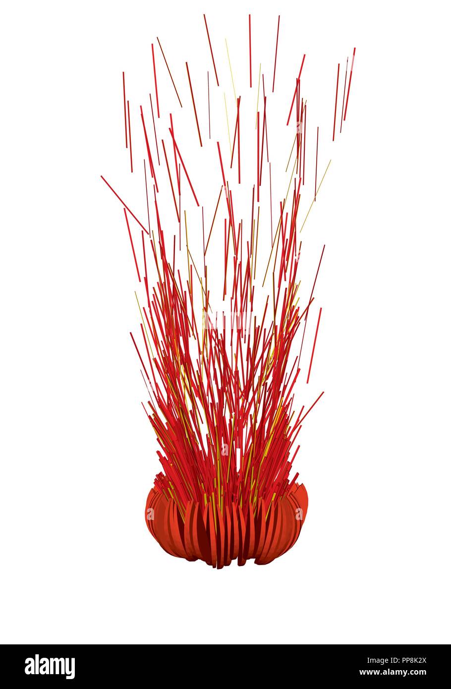 The sphere explodes from within. Abstract background with an orange ...