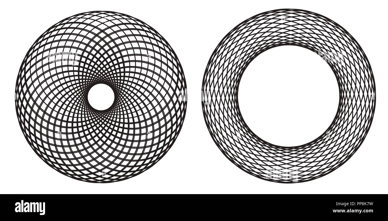 Decorative circle in the form of a donut. 3D. Art from the lines ...