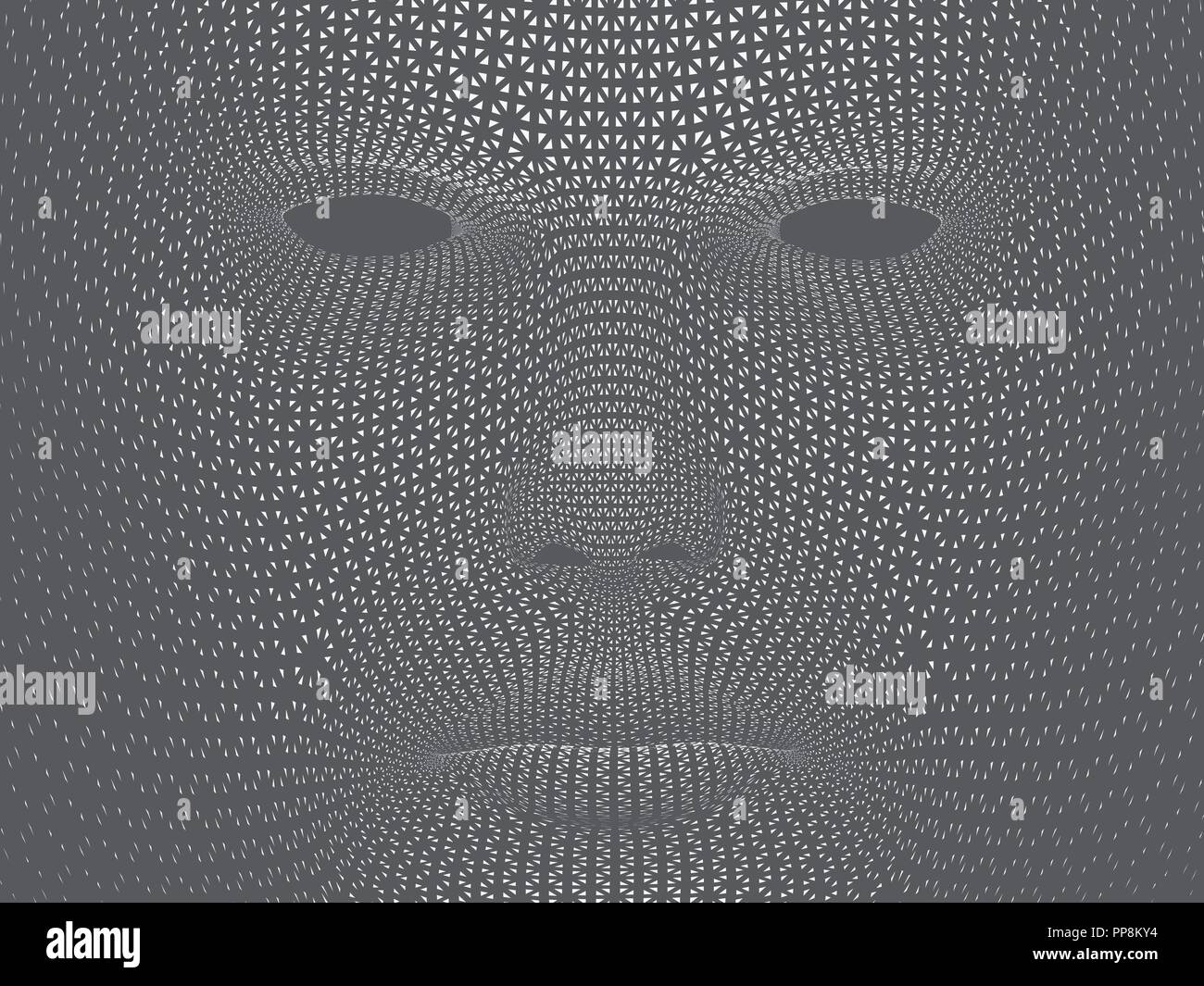 Vector illustration of an abstract human face consisting of particles ...