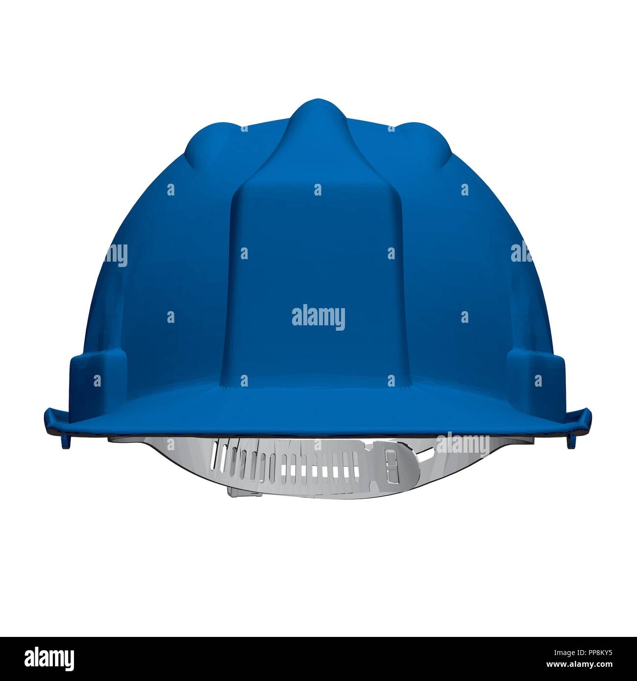 Vector illustration of a blue helmet builder 3d. Front view Stock ...