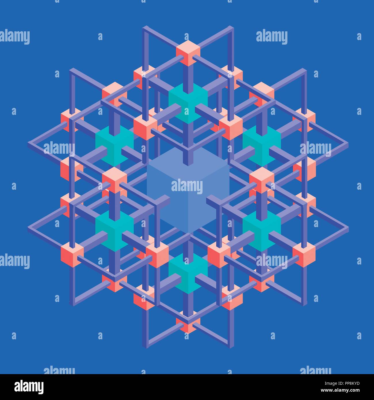 Cubes with communication. Vector illustration of a set of cubes ...