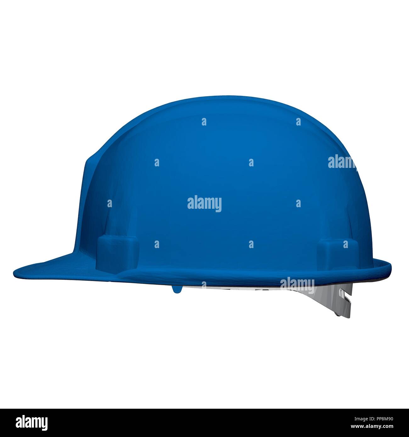 Vector illustration of a blue helmet builder 3d. Side view Stock Vector ...