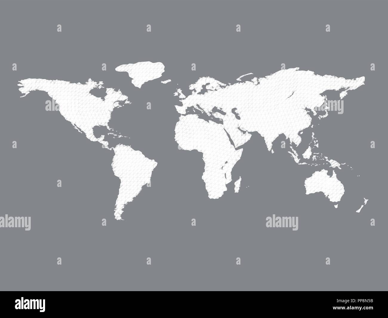 Polygonal world map. Vector illustration. 3D. The map is covered with a ...