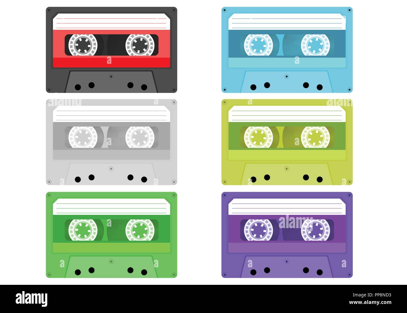 Vintage cassettes for tape recorders in the range. Set with old multi ...