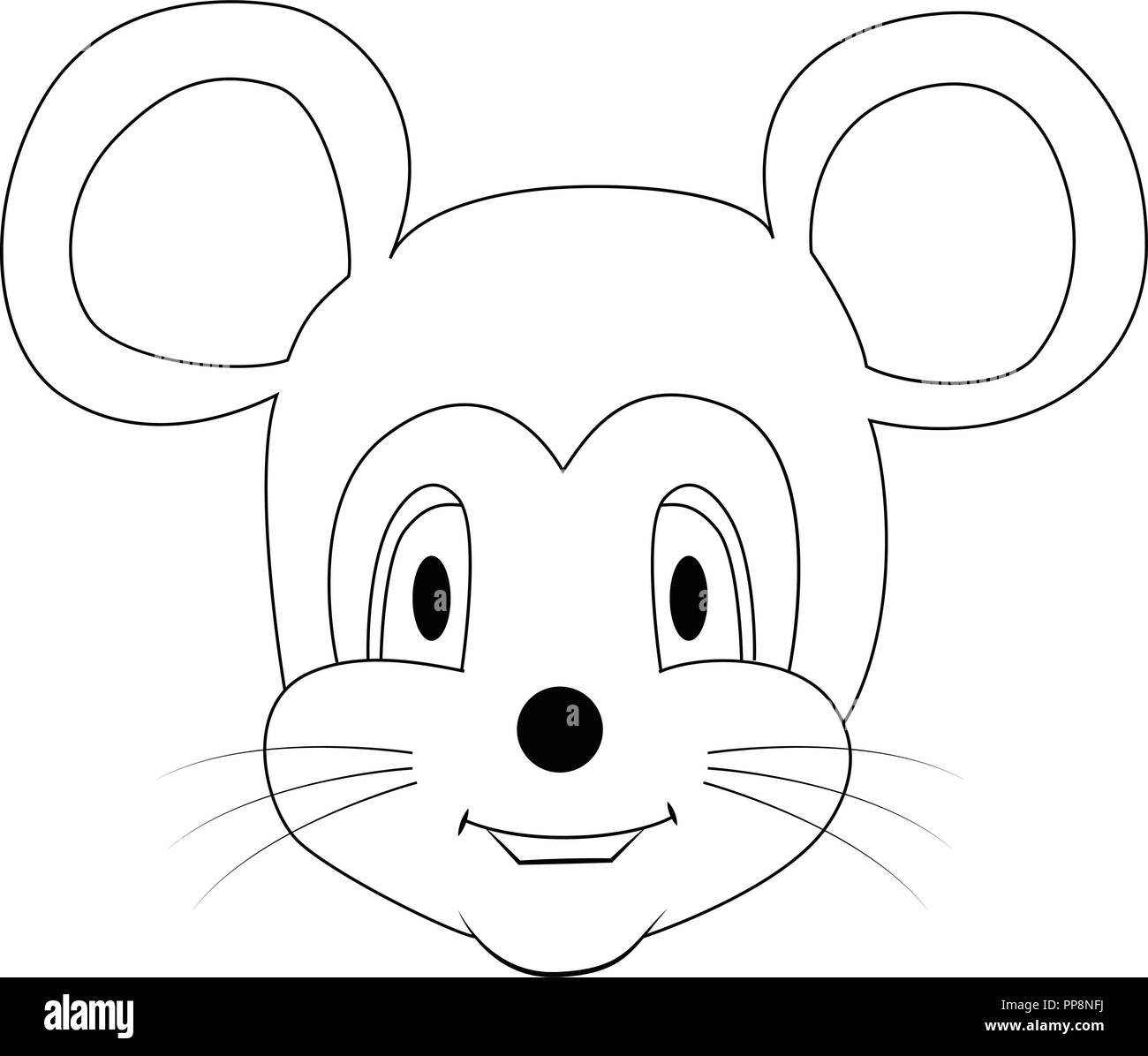 Contour of the mouse's head isolated on white background. Vector ...