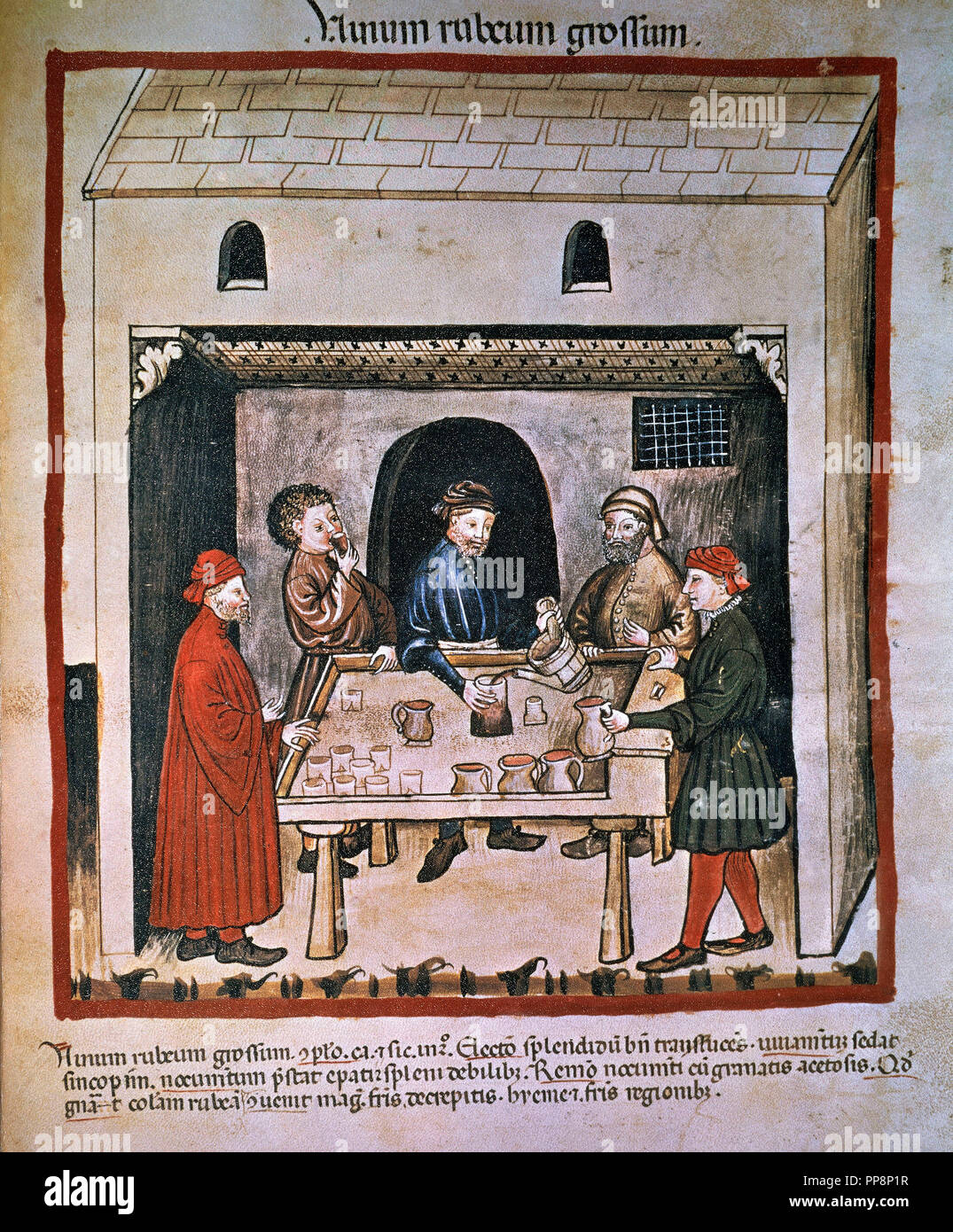 TACUINUM SANITATIS - RED WINE (VIN ROUGE FORT) - MEDIEVAL MANUSCRIPT ON ...