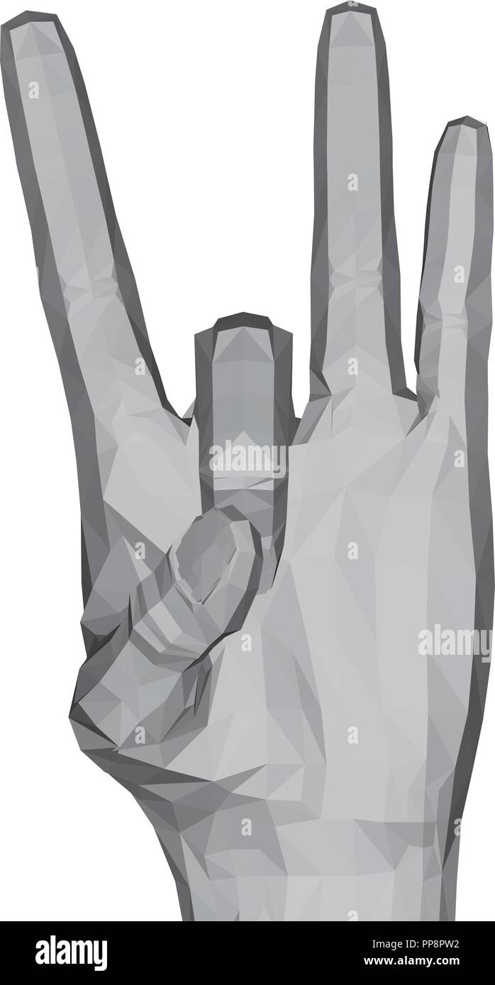 3D polygonal hand. The hand shows three fingers. Vector illustration ...