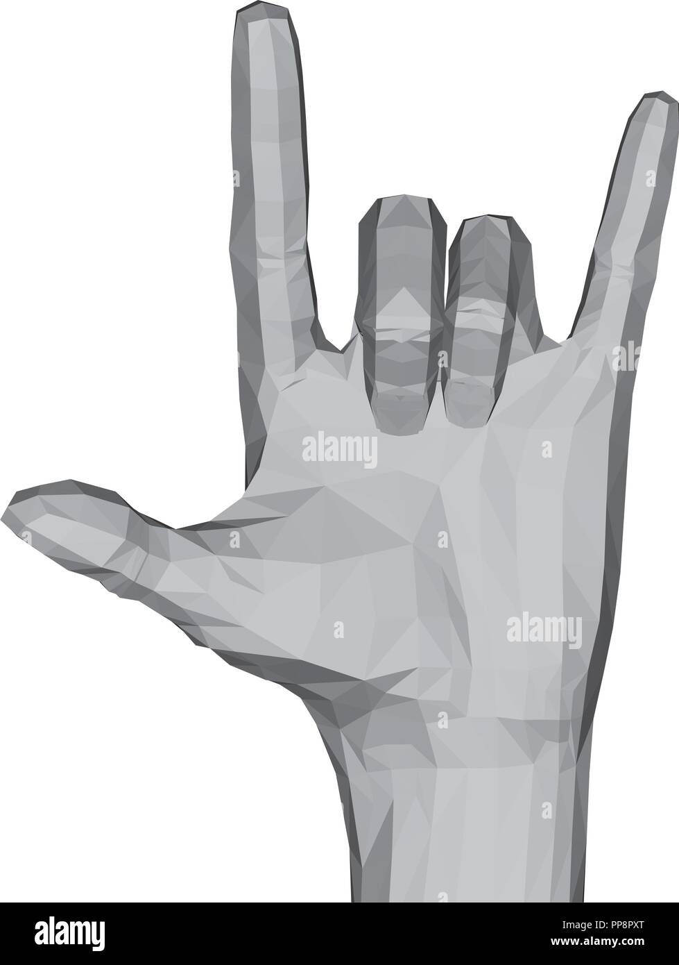 3D polygonal hand. The hand shows two fingers. Rock. Vector ...