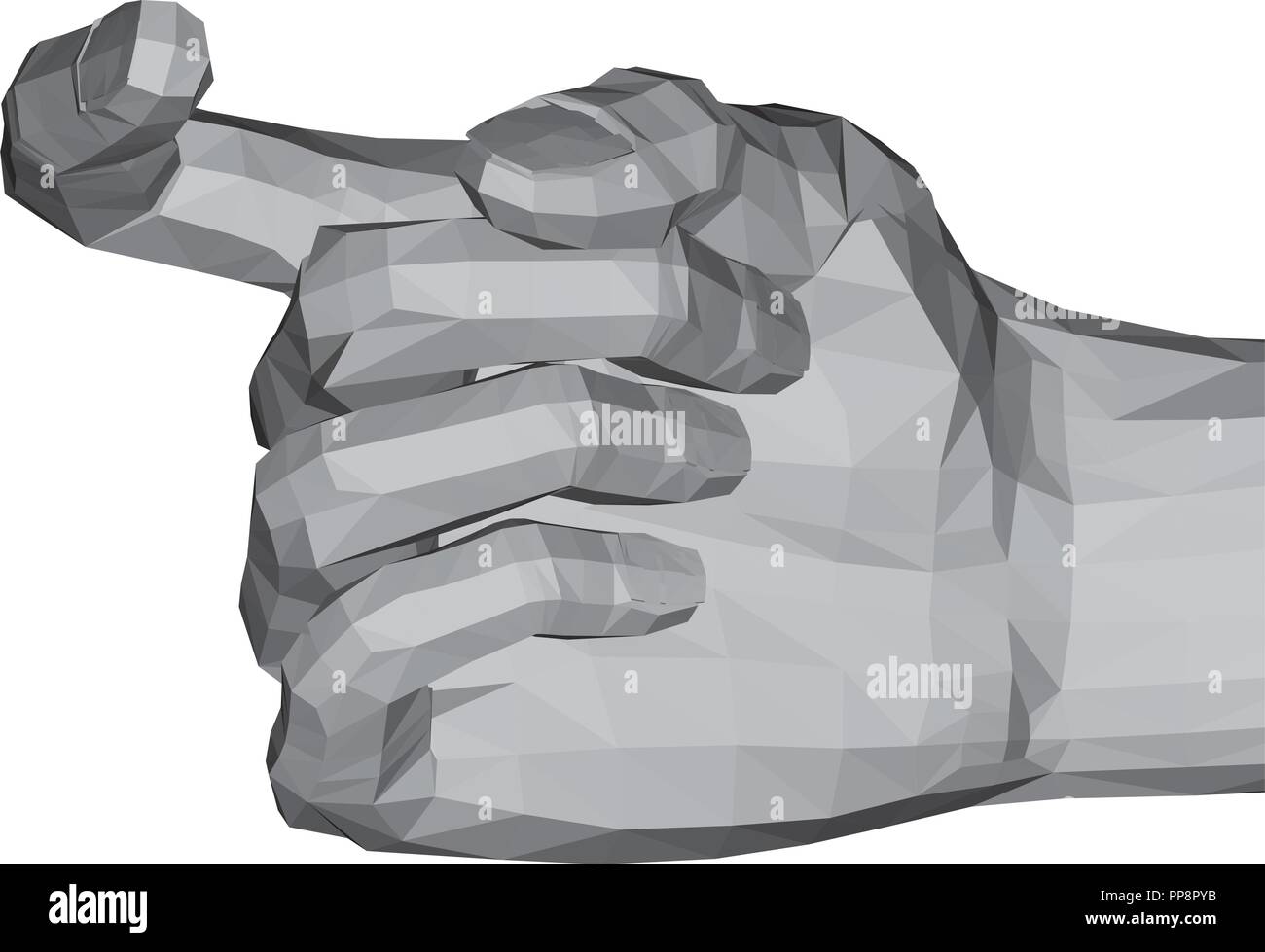 3D polygonal hand. The hand shows a half-bent forefinger. Vector ...