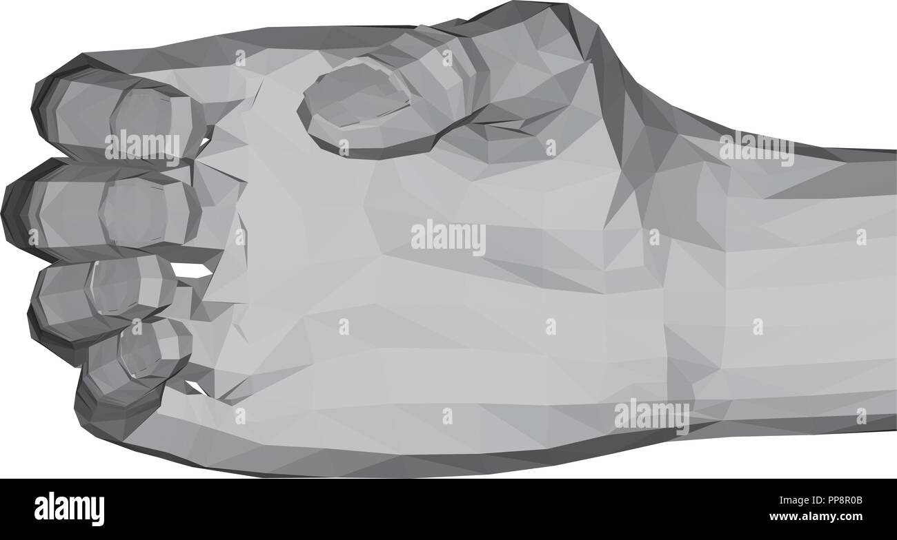 3D polygonal hand. The hand holds an oval object. Vector illustration ...