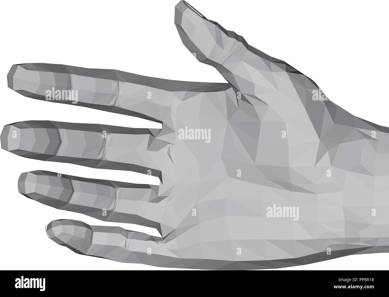 3D polygonal hand. A relaxed hand ready for a handshake. Vector ...