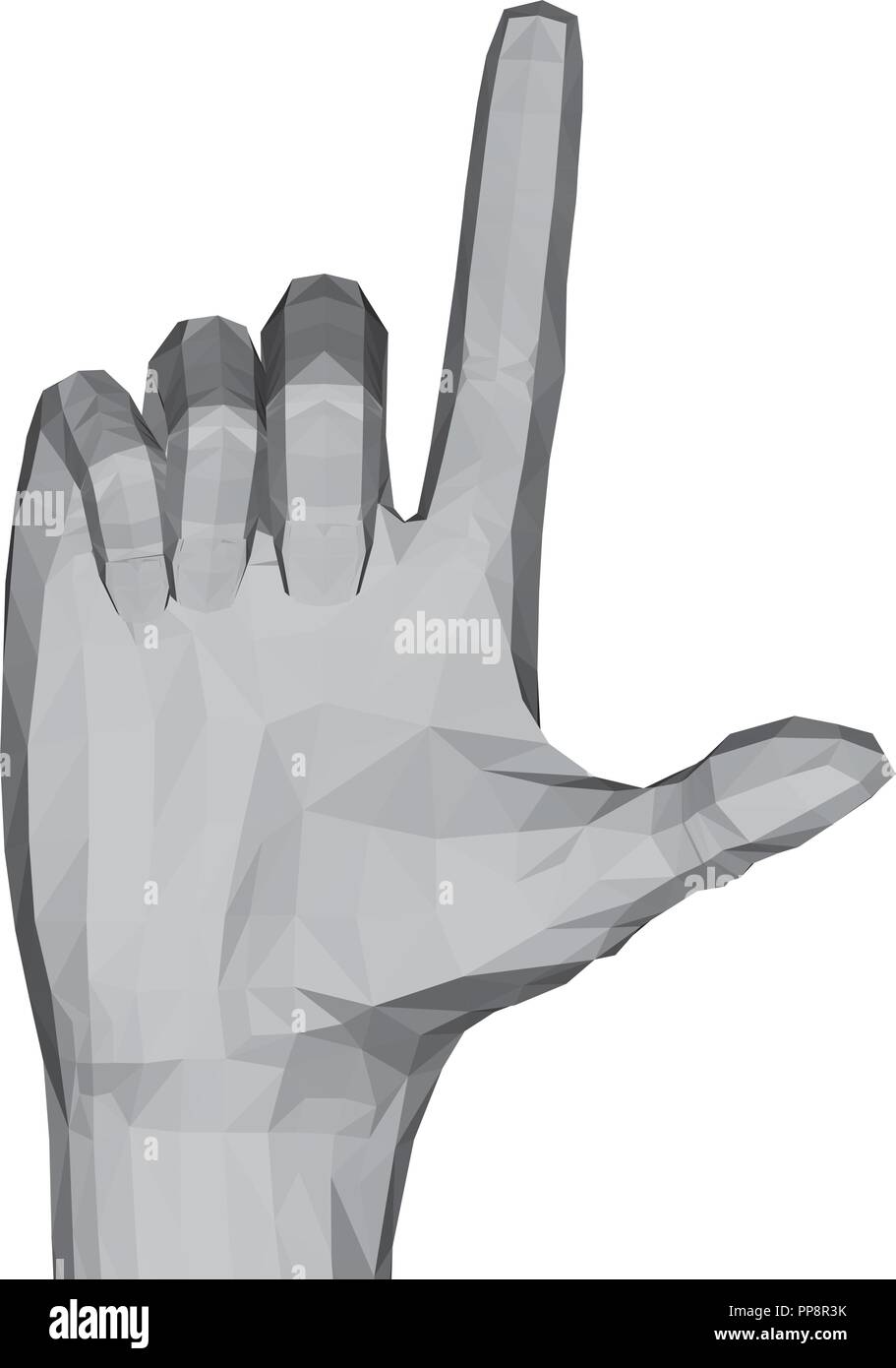 3D polygonal hand. The hand shows two fingers. Vector illustration ...