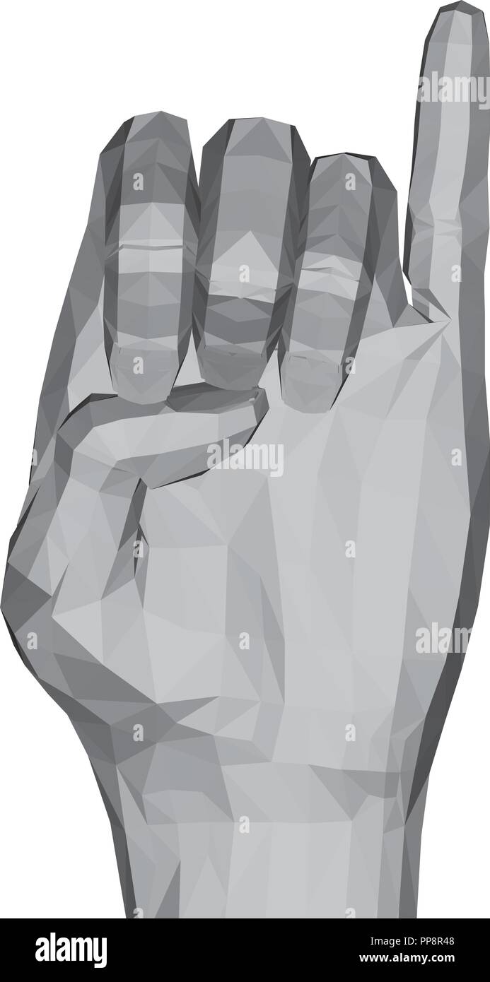 3D polygonal hand. Compressed fist of the hand with a bent little ...