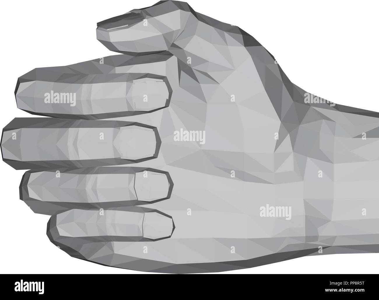 3D polygonal hand. The hand holds an oval object. Vector illustration ...