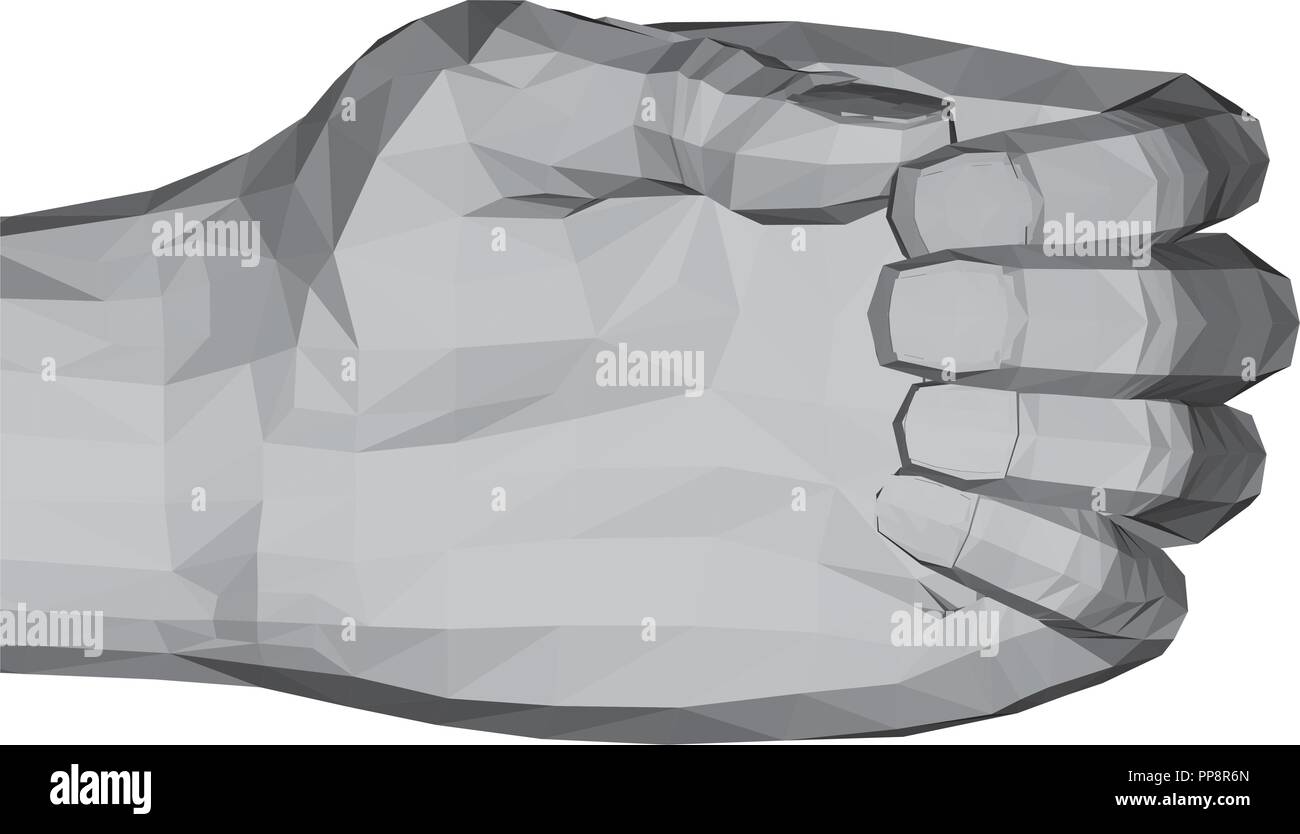 3D polygonal hand. The hand holds an oval object. Vector illustration ...