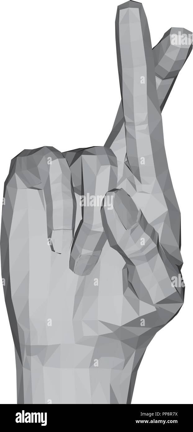 3D polygonal hand. Two crossed fingers of a hand. Vector illustration ...