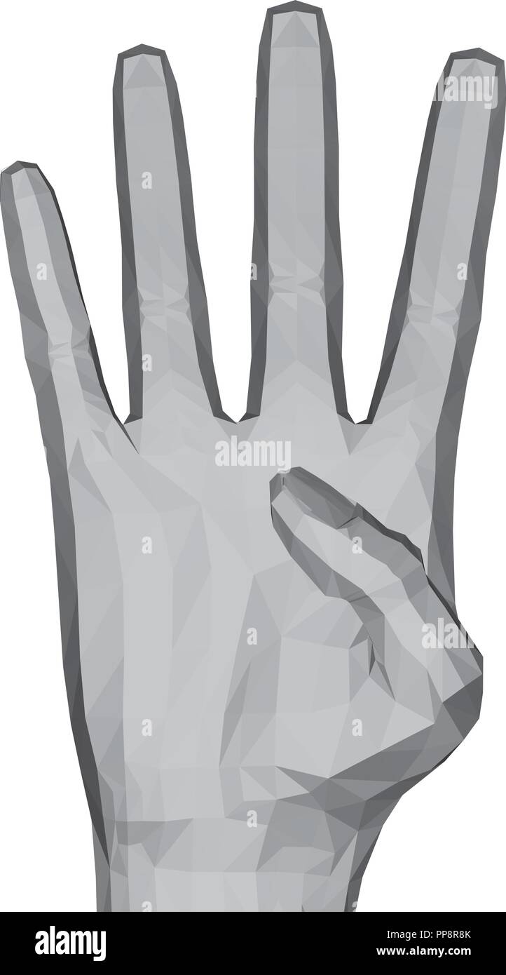 3D polygonal hand. The hand shows four fingers. Vector illustration ...