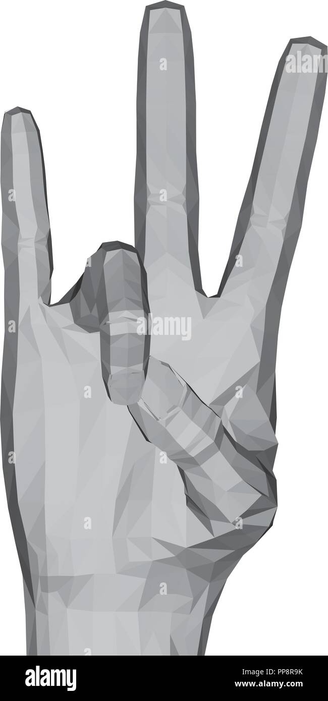3D polygonal hand. The hand shows three fingers. Vector illustration ...
