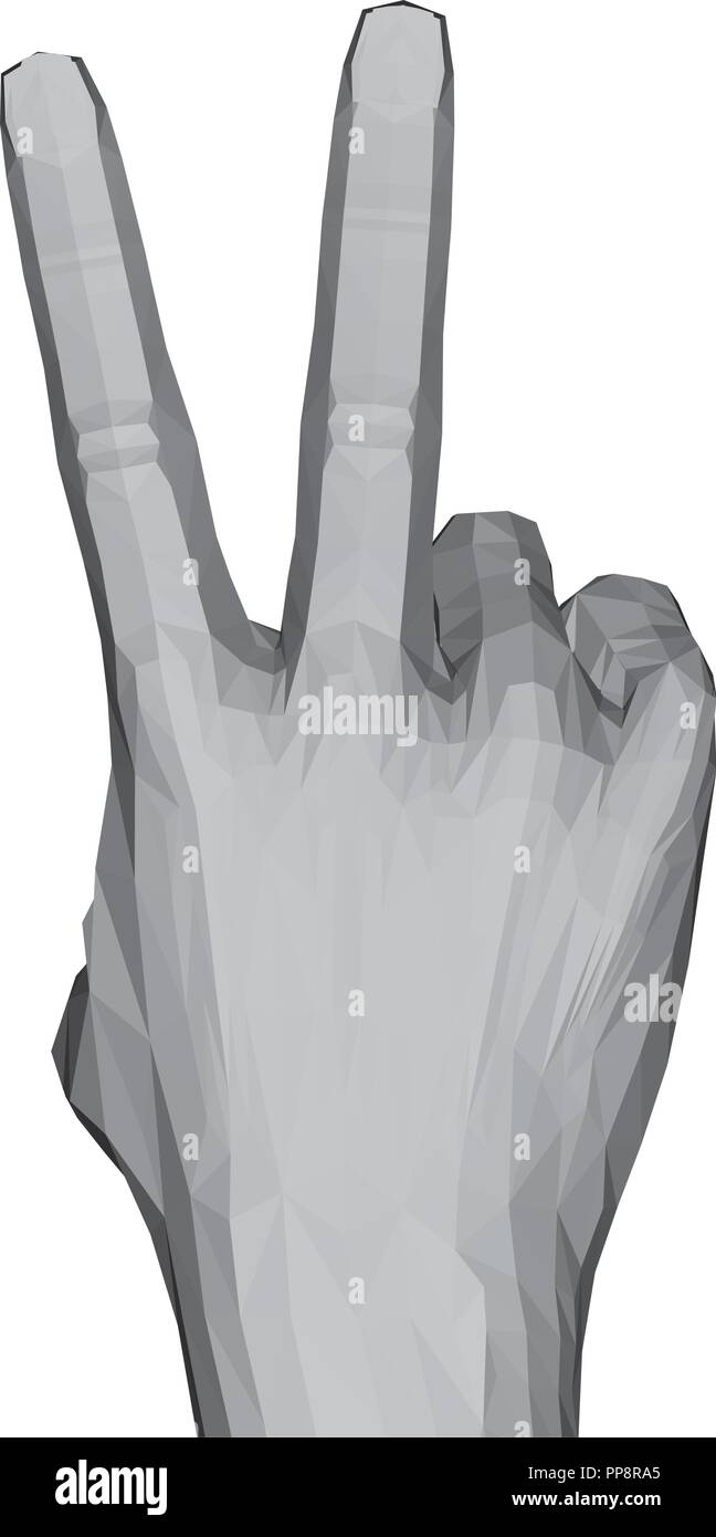 3D polygonal hand. The hand shows two fingers. Vector illustration ...