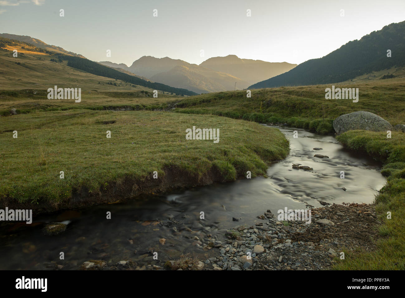 River in Baqueira in Summer, Valle de Aran. Spain Stock Photo - Alamy