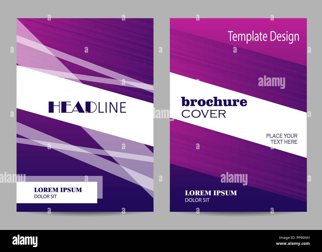 Brochure template layout design. Abstract purple and white striped ...