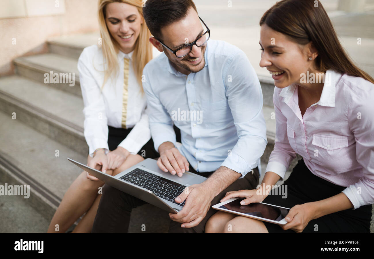 Business man pointing laughing hi-res stock photography and images - Alamy