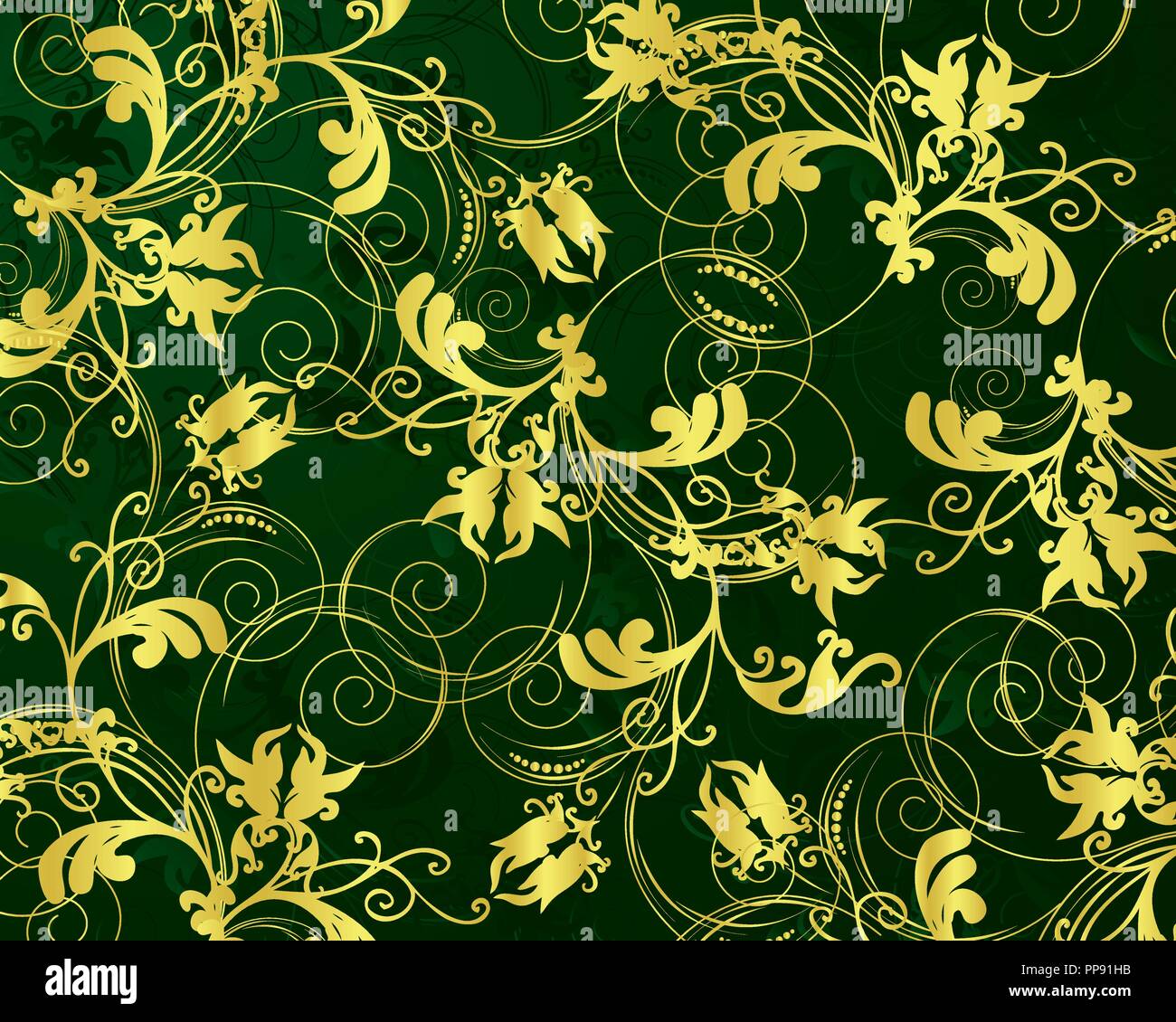 golden floral background with curl Stock Vector Image & Art - Alamy