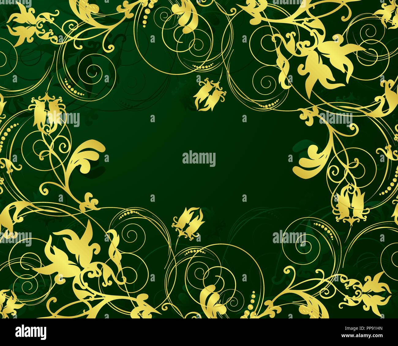 golden floral background with curl Stock Vector Image & Art - Alamy