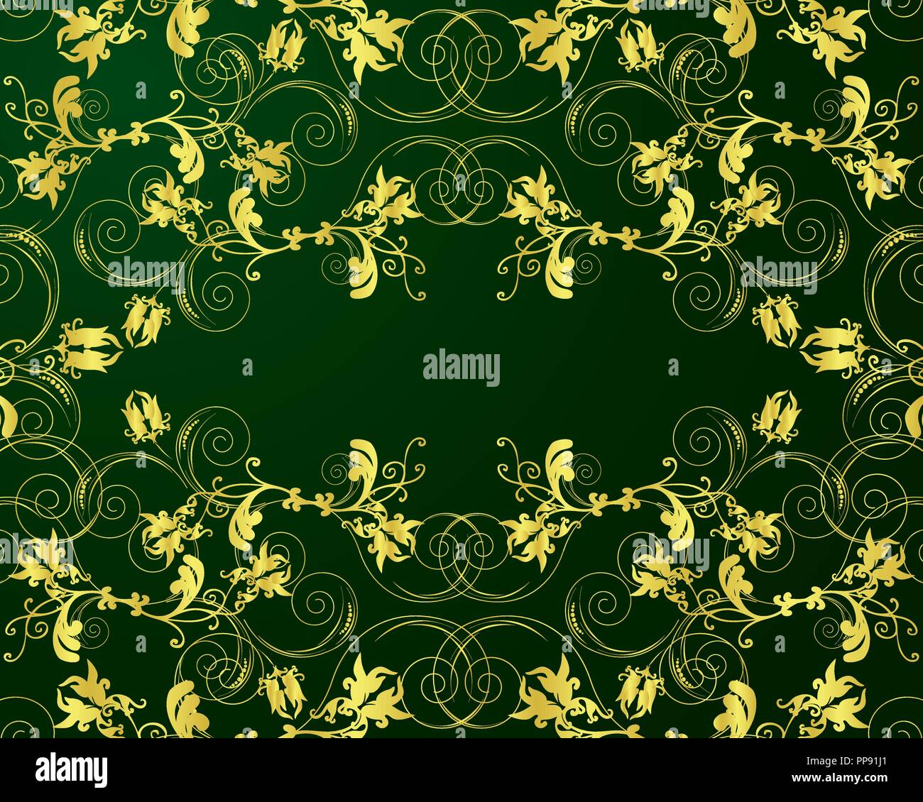 golden floral background with curl Stock Vector Image & Art - Alamy