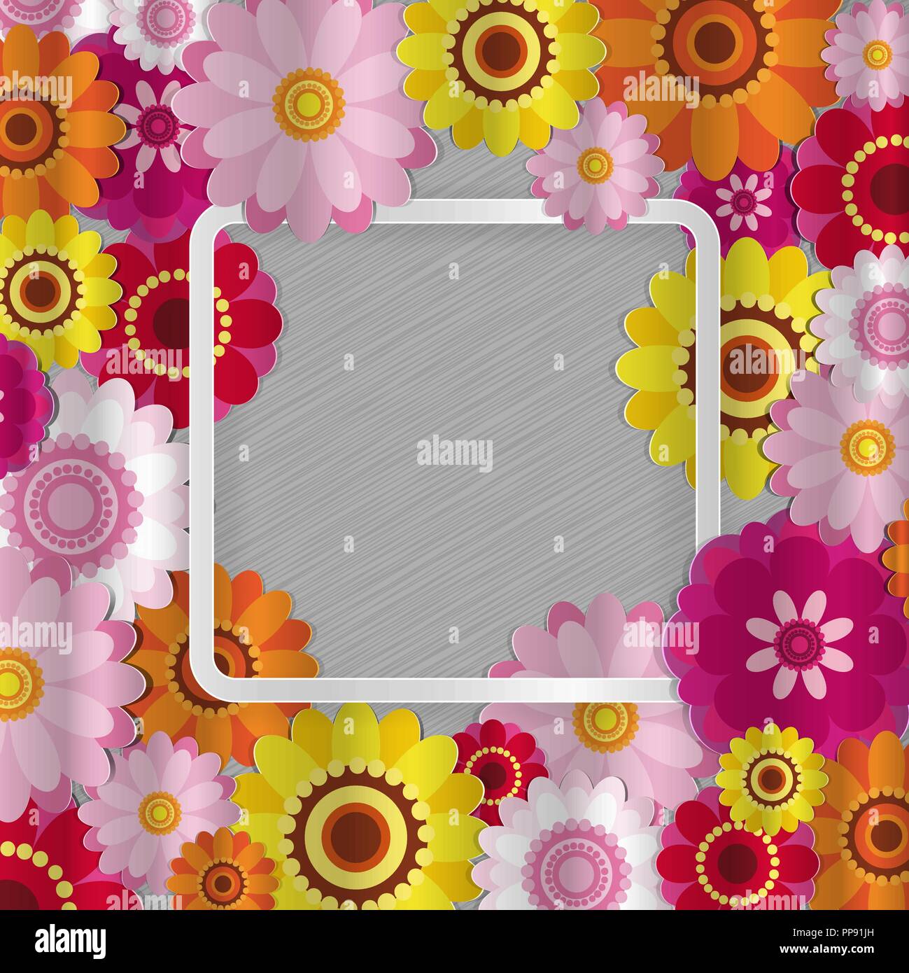 Spring congratulatory floral background. Festive paper flowers on a ...