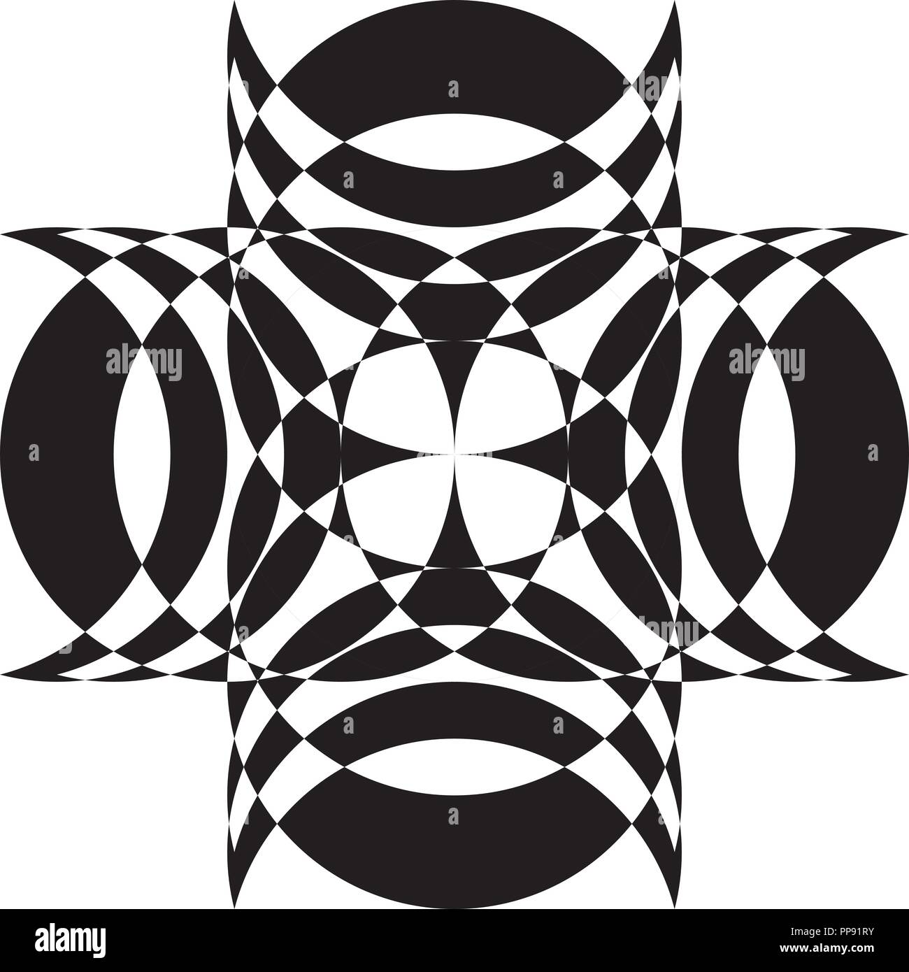 Abstract Arabesque Cross Lenses Intersection Design black on ...