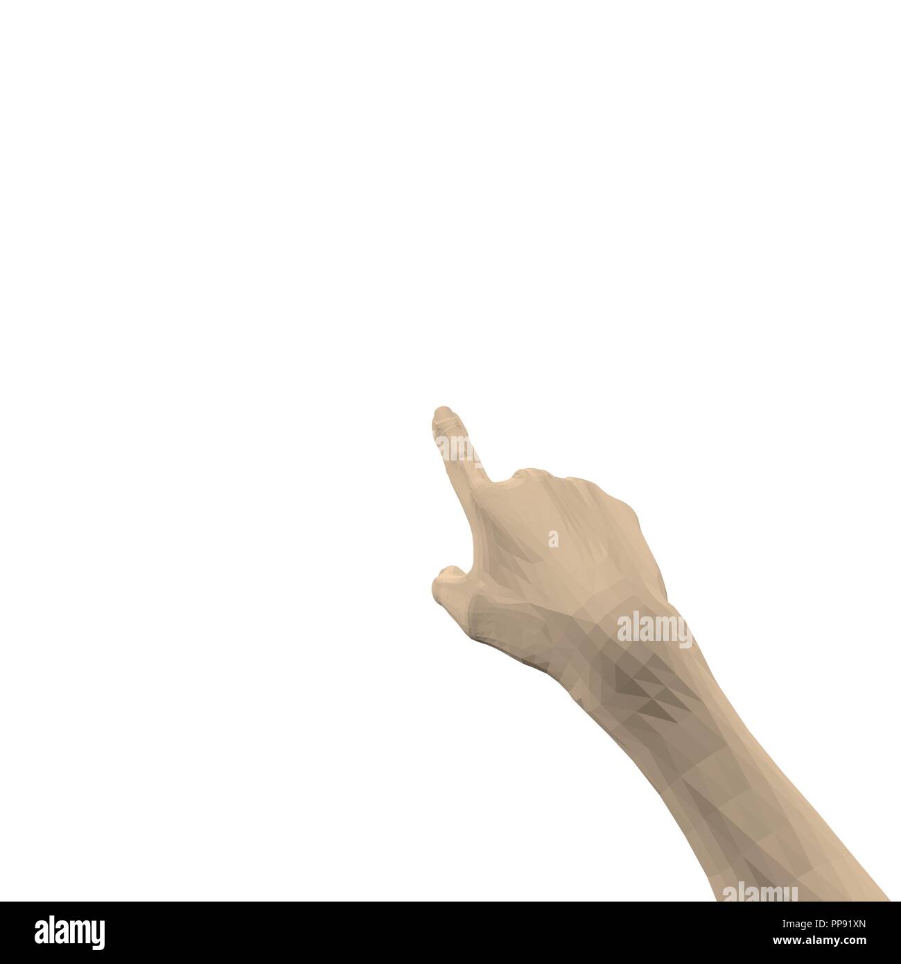 The human hand points with the finger forward. 3D. A man's hand on a ...