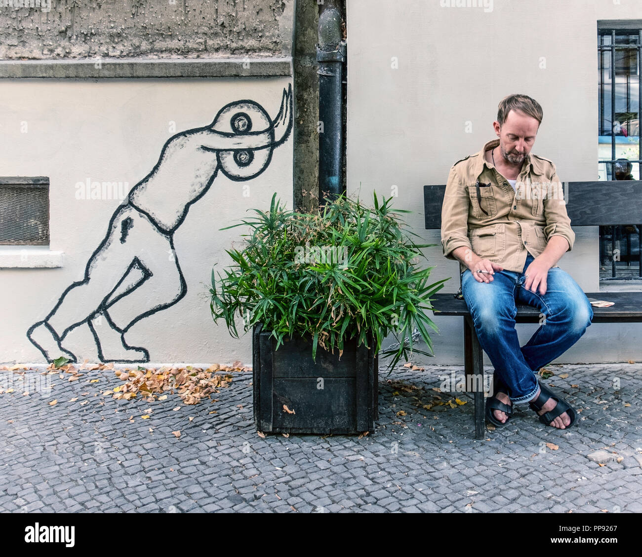Berlin, Mitte, Anklamerstrasse. Portrait of Artist, Karsten Cizmowski ...