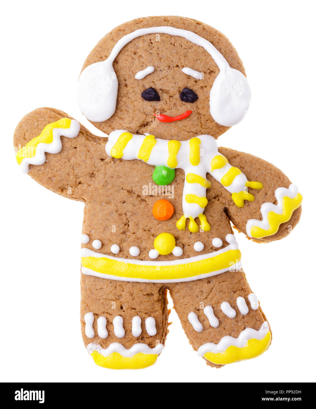 Iced Christmas Gingerbread man sugar cookie isolated on white ...