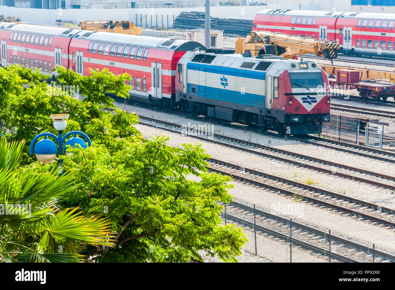 Lod, Israel - April 29, 2014: A large railway junction of Israel ...