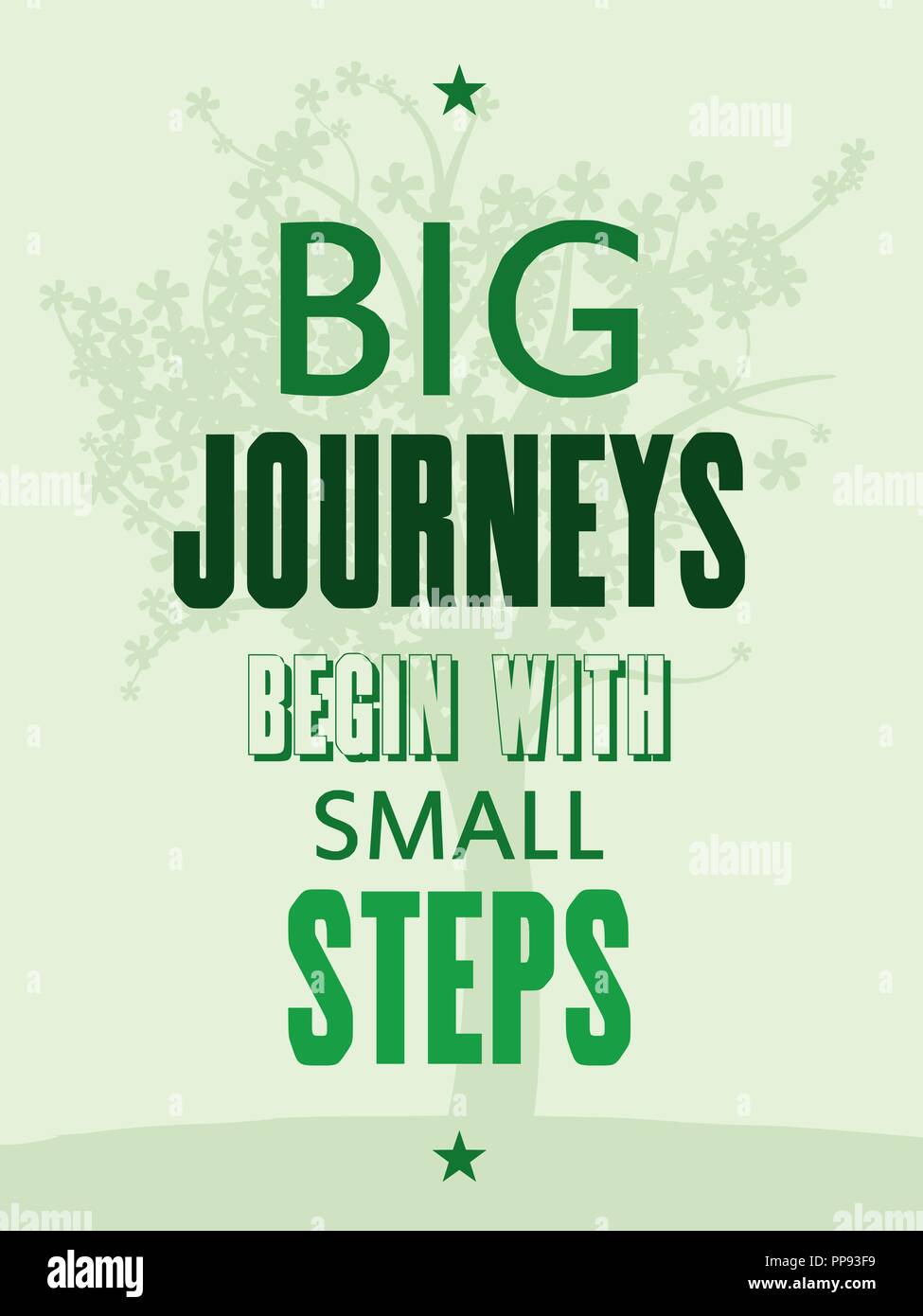 Big journeys begin with small steps. Motivational poster with ...