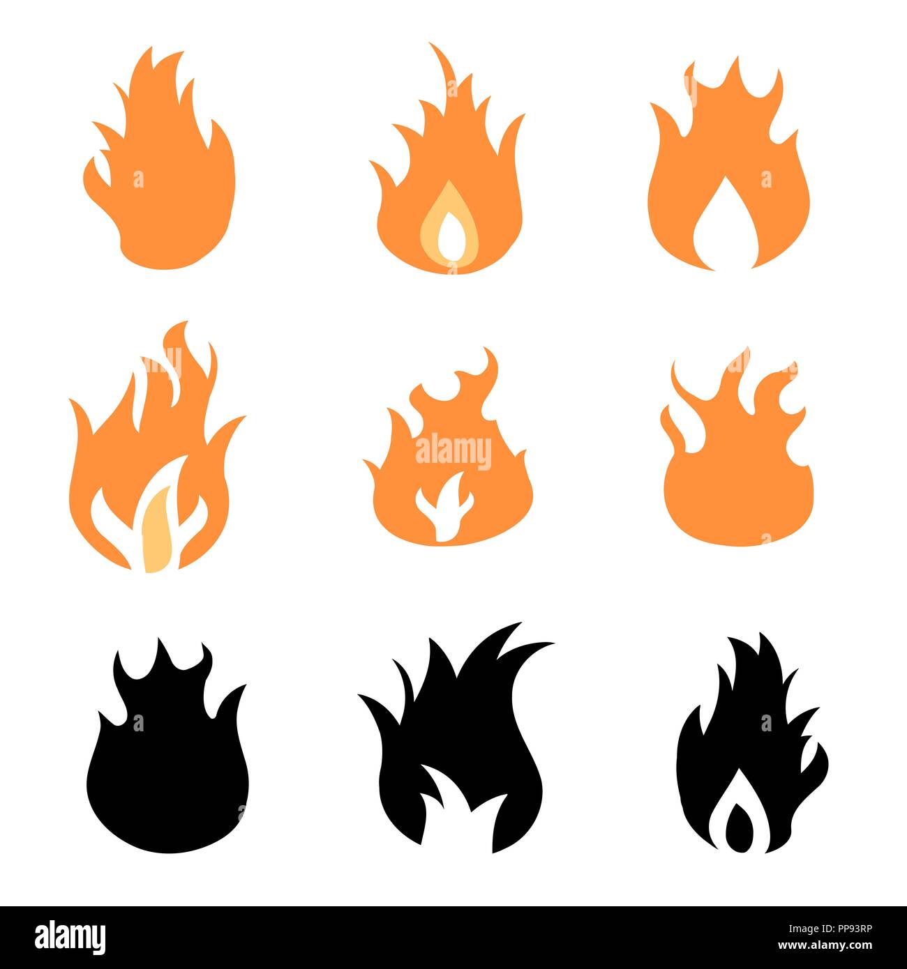 Fire icon set - vector fires design element collection Stock Vector ...